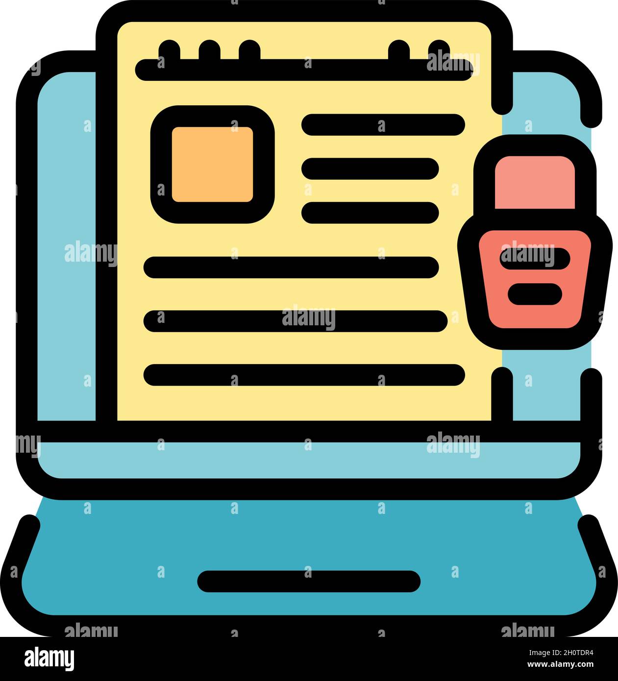 Monitor password icon. Outline monitor password vector icon color flat ...