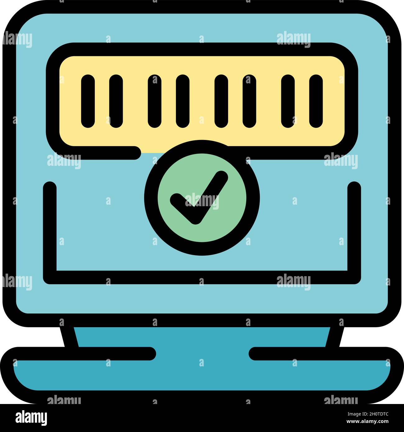 Password barcode icon. Outline password barcode vector icon color flat ...