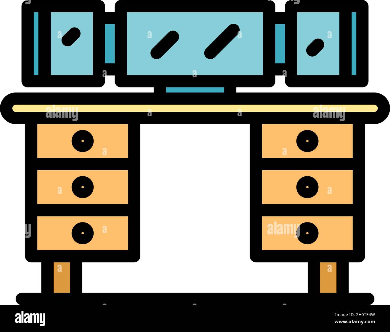 Workstation icon. Outline workstation vector icon color flat isolated ...