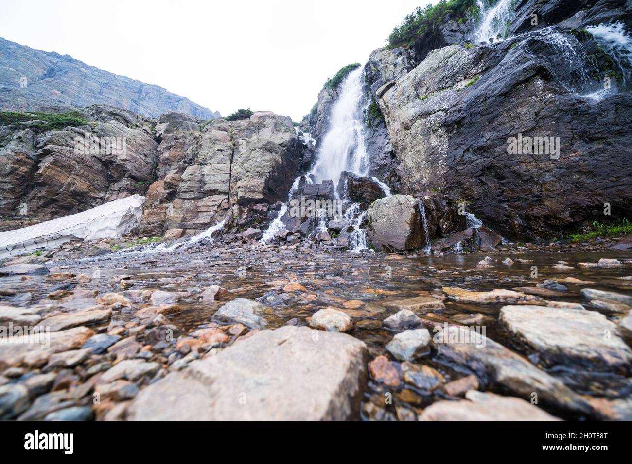 Timberline Falls waterfall along the Sky Pond Trail in Rocky Mountain ...
