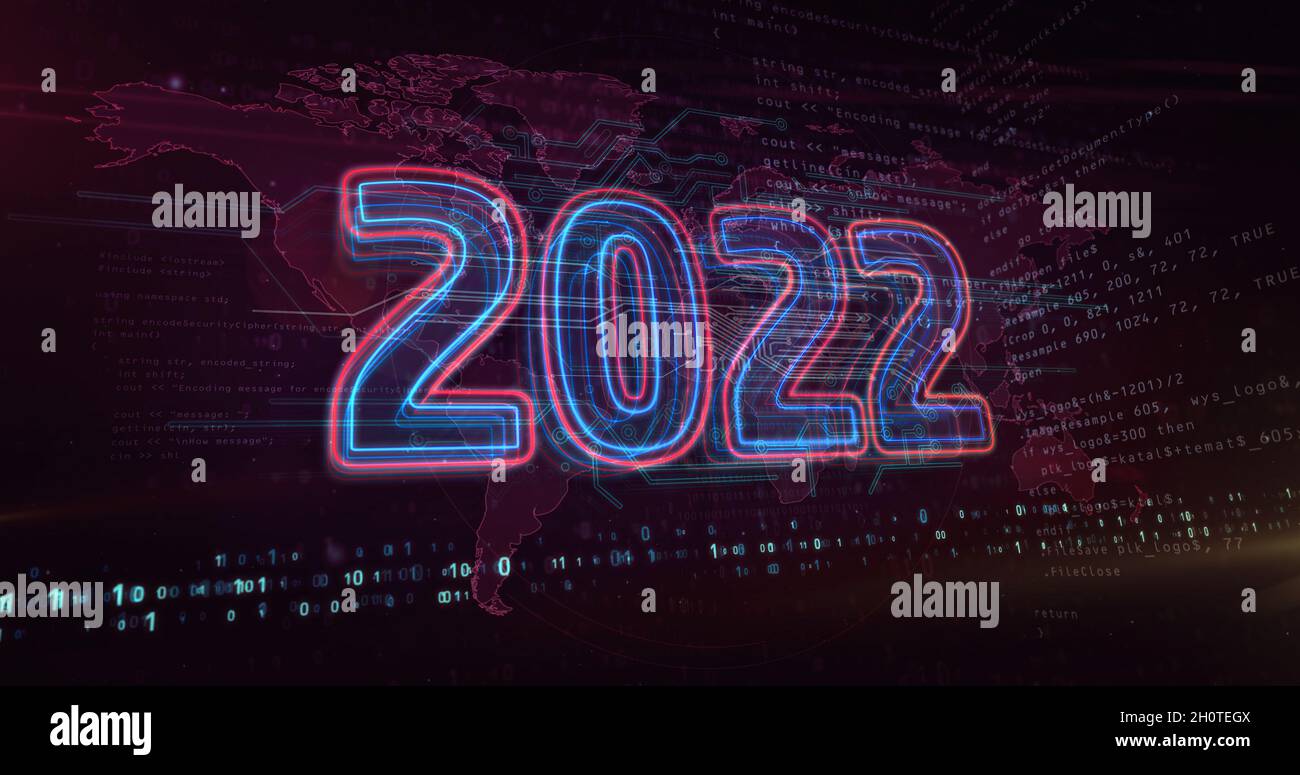 2022 year new digital design concept. Futuristic abstract 3d rendering ...