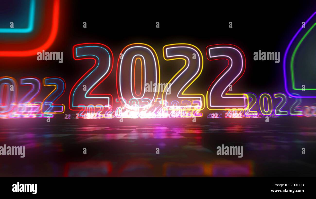 2022 year new digital design concept. Futuristic abstract 3d rendering ...