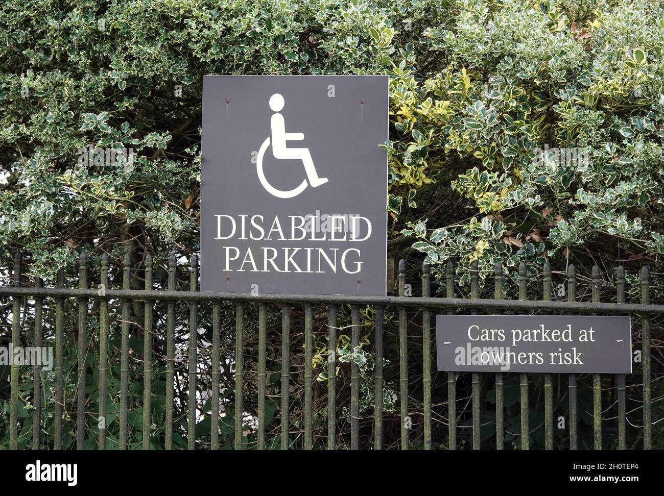 Sign of parking place for disabled people and warning for car parking ...