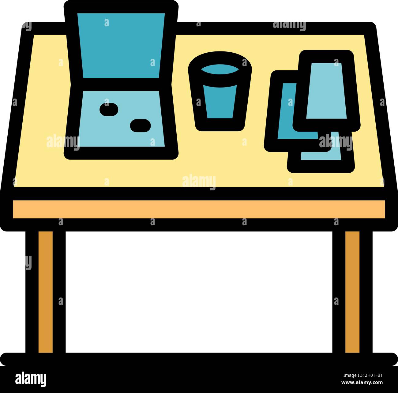 Organized table icon. Outline organized table vector icon color flat ...