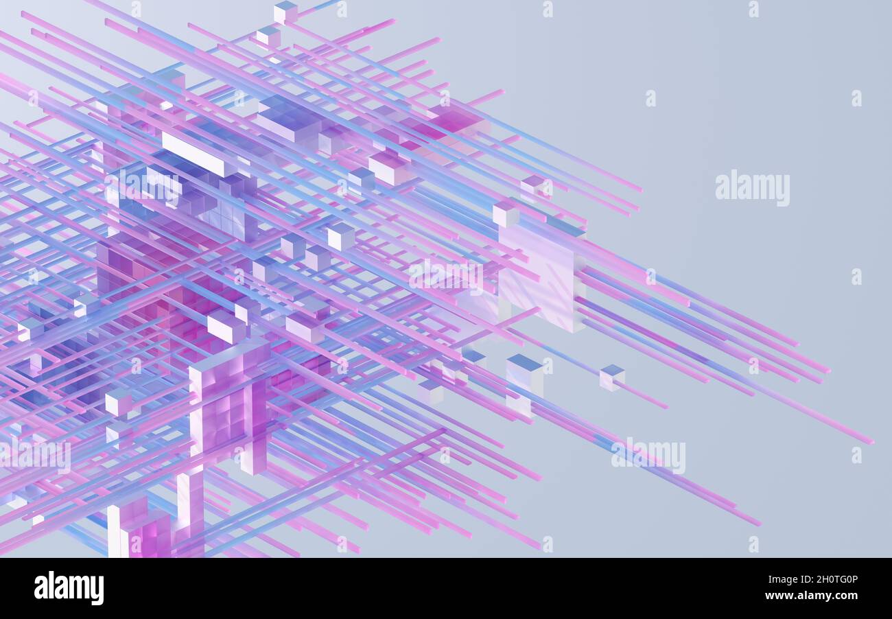 Translucent gradients cubes and materials, 3d rendering. Computer ...