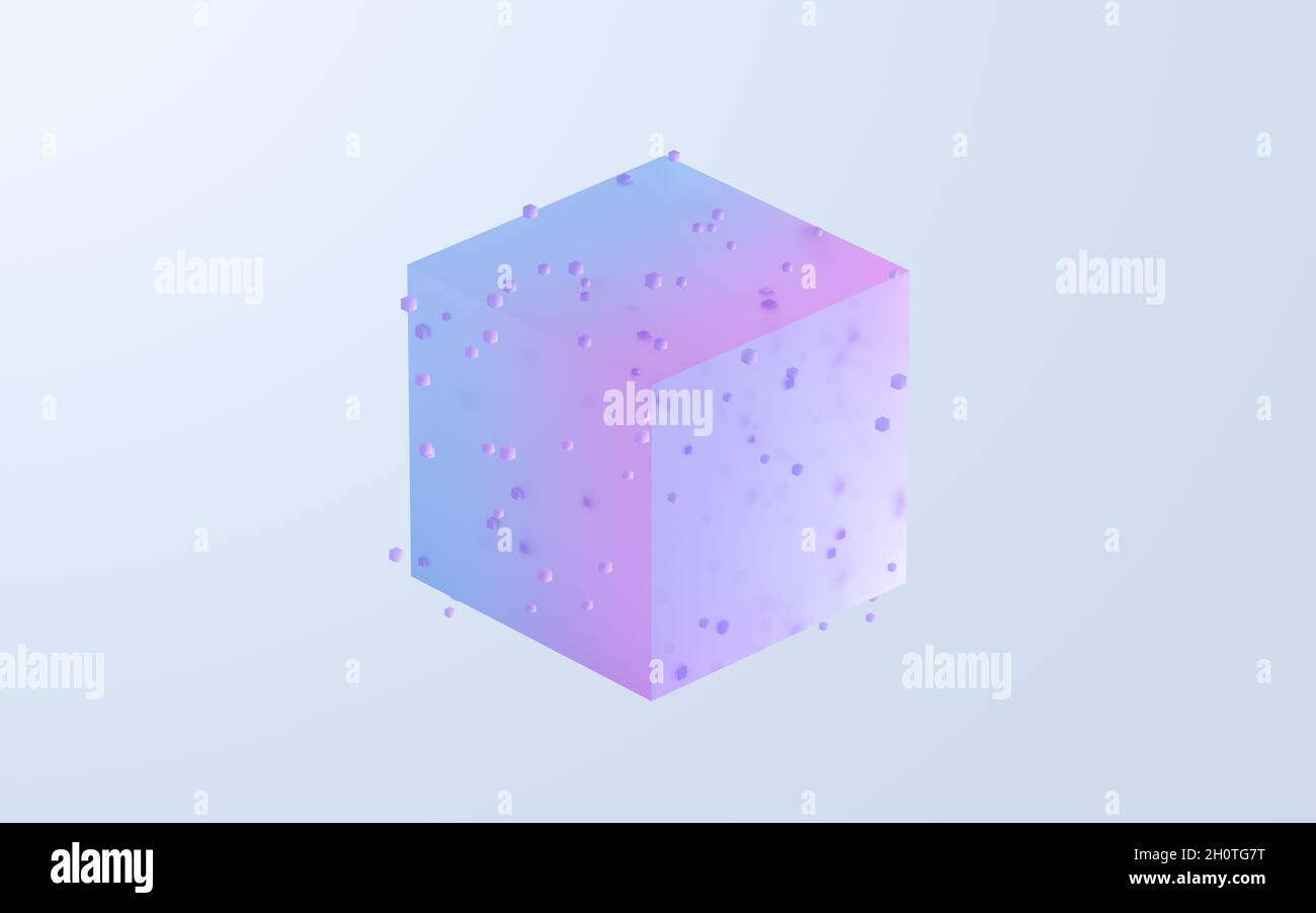 Translucent gradients cubes and materials, 3d rendering. Computer ...