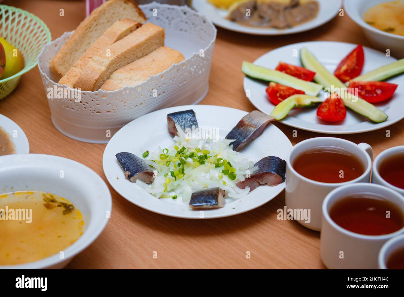 Food in the dining room. Russian national food Stock Photo - Alamy