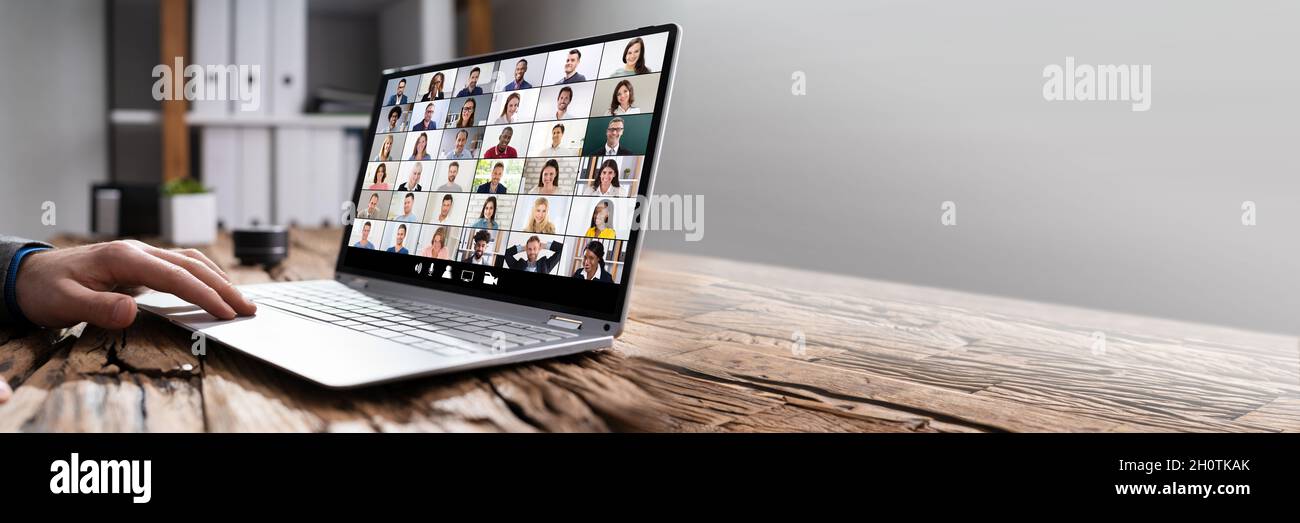 Virtual Learning Webinar Meeting. Remote Office Video Call Stock Photo ...