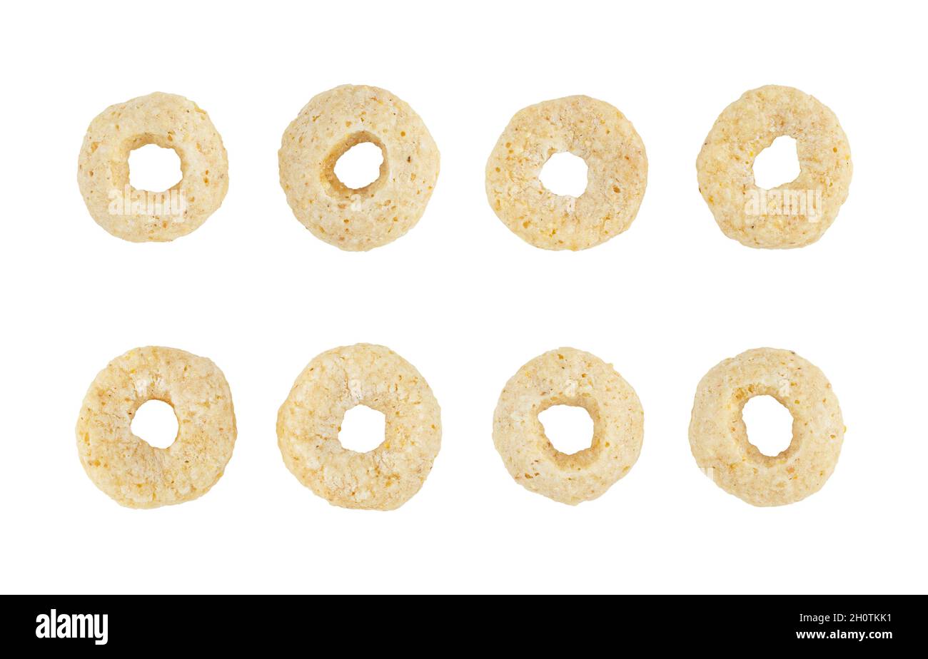 rings corn flakes isolated on white background, food ingredient, cereal ...