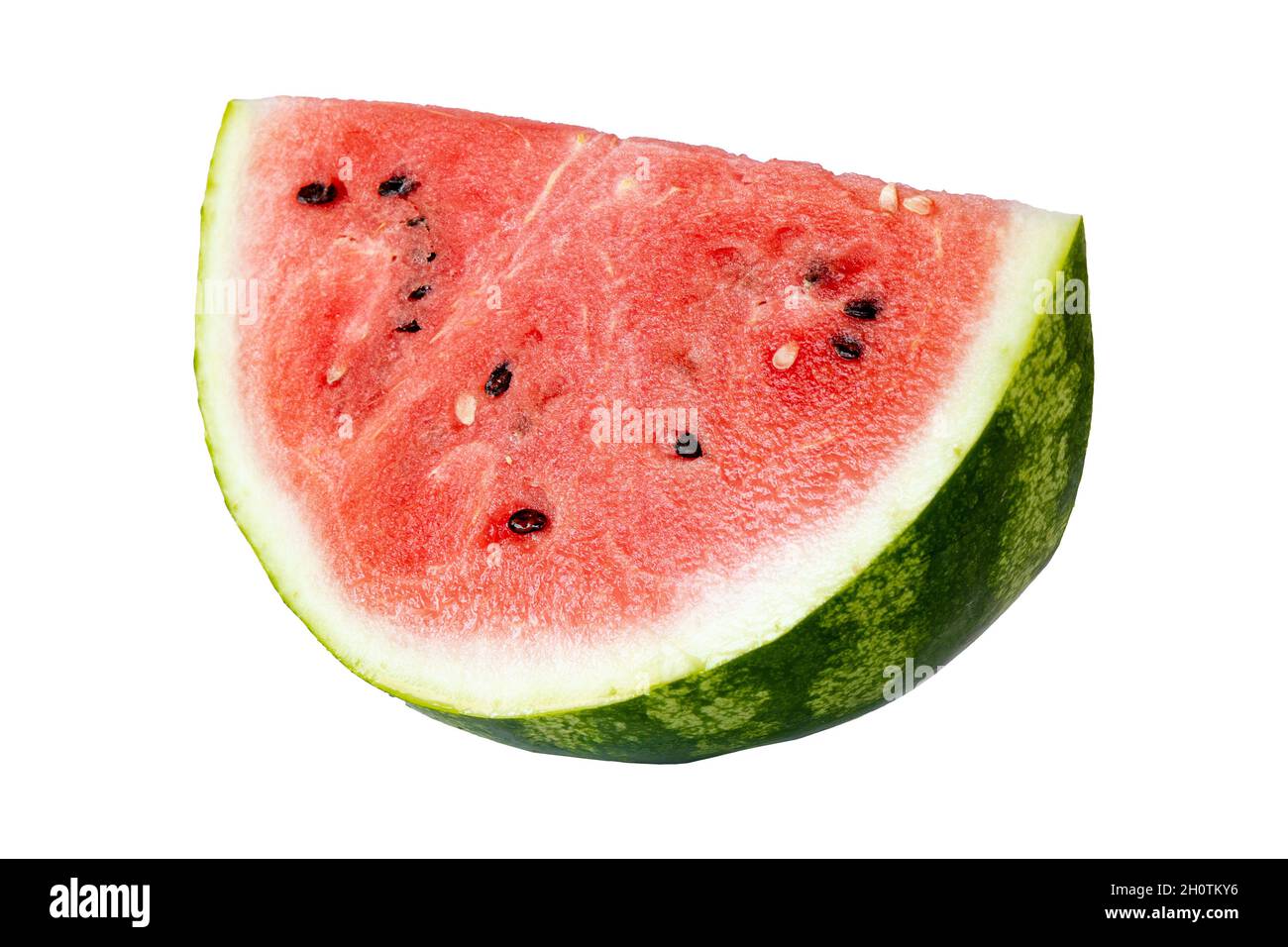 fresh red watermelon slice or piece isolated on white background, side ...