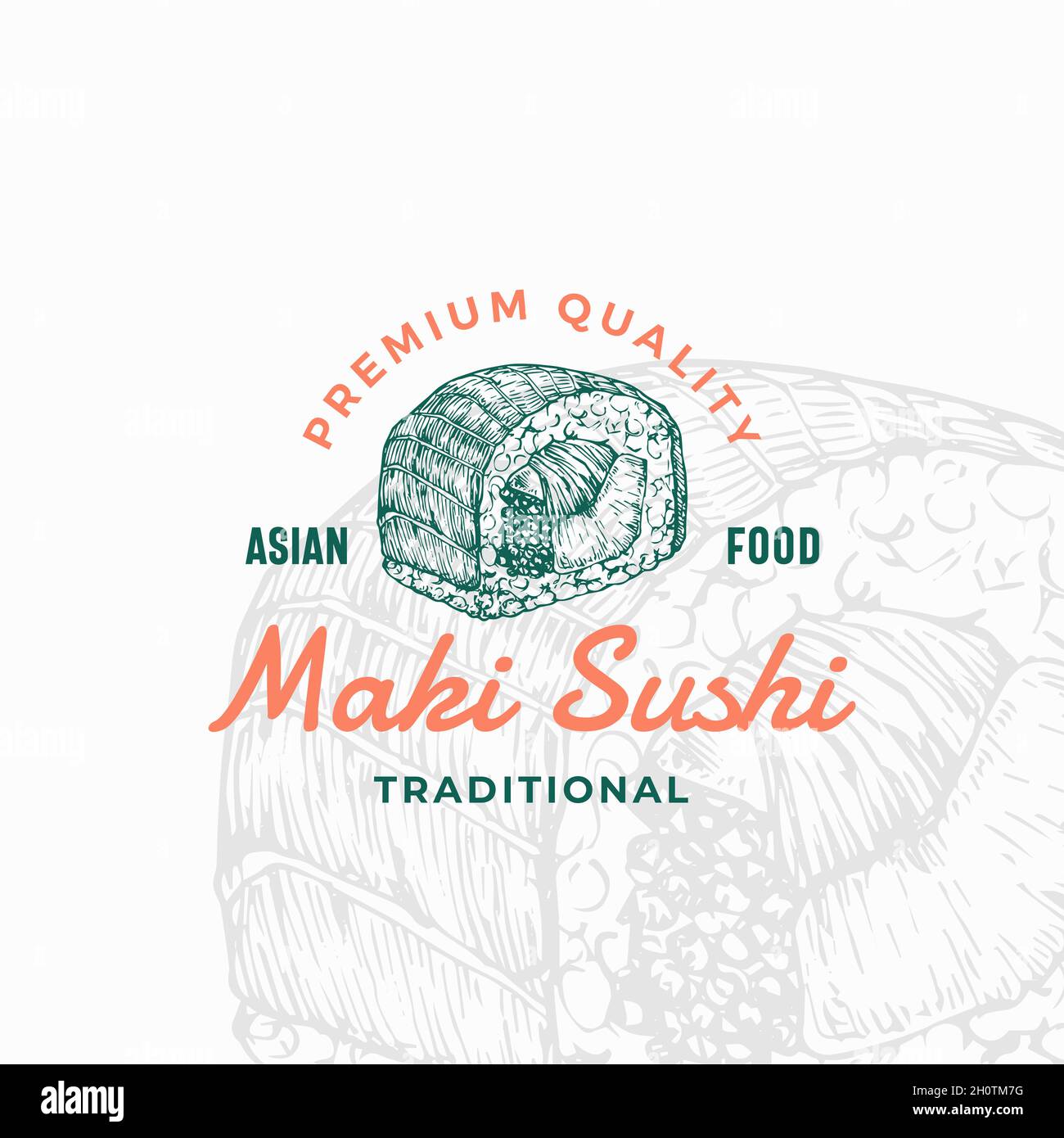 Traditional Asian Cuisine Vector Emblem Concept. Japanese Food Abstract ...