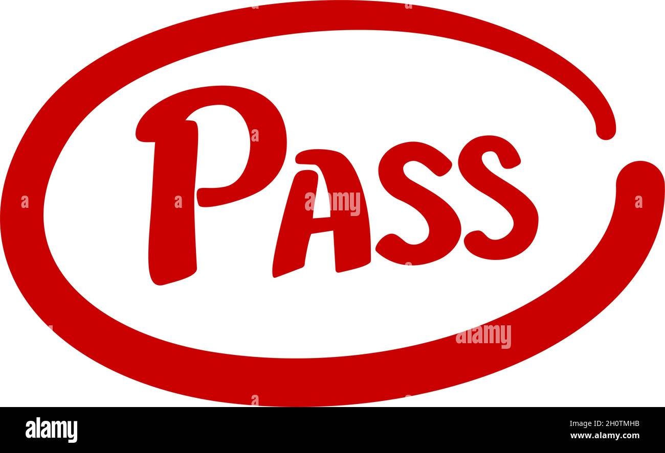 Pass sign for exam mark in red ink vector icon Stock Vector Image & Art ...