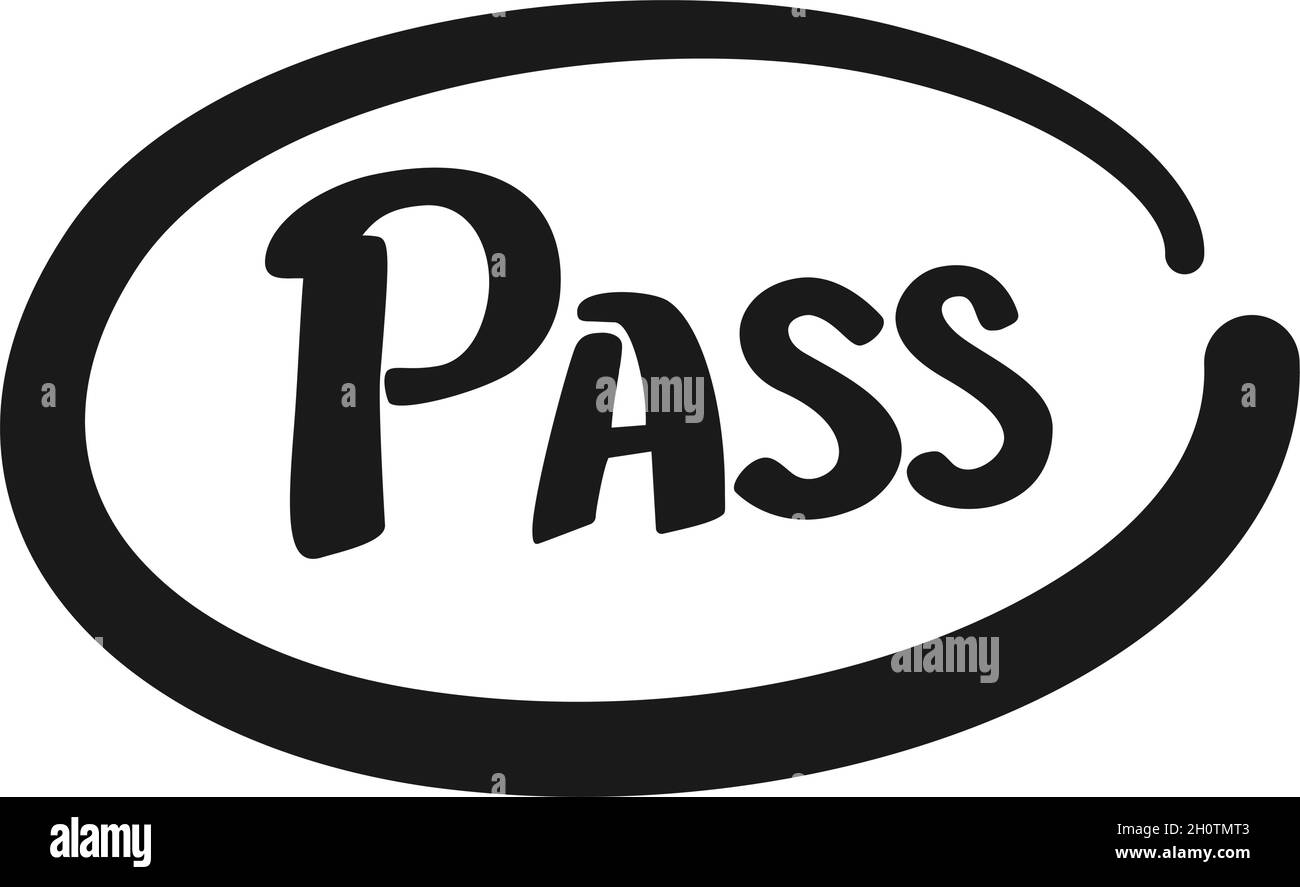 Pass sign for exam mark in black ink vector icon Stock Vector Image ...