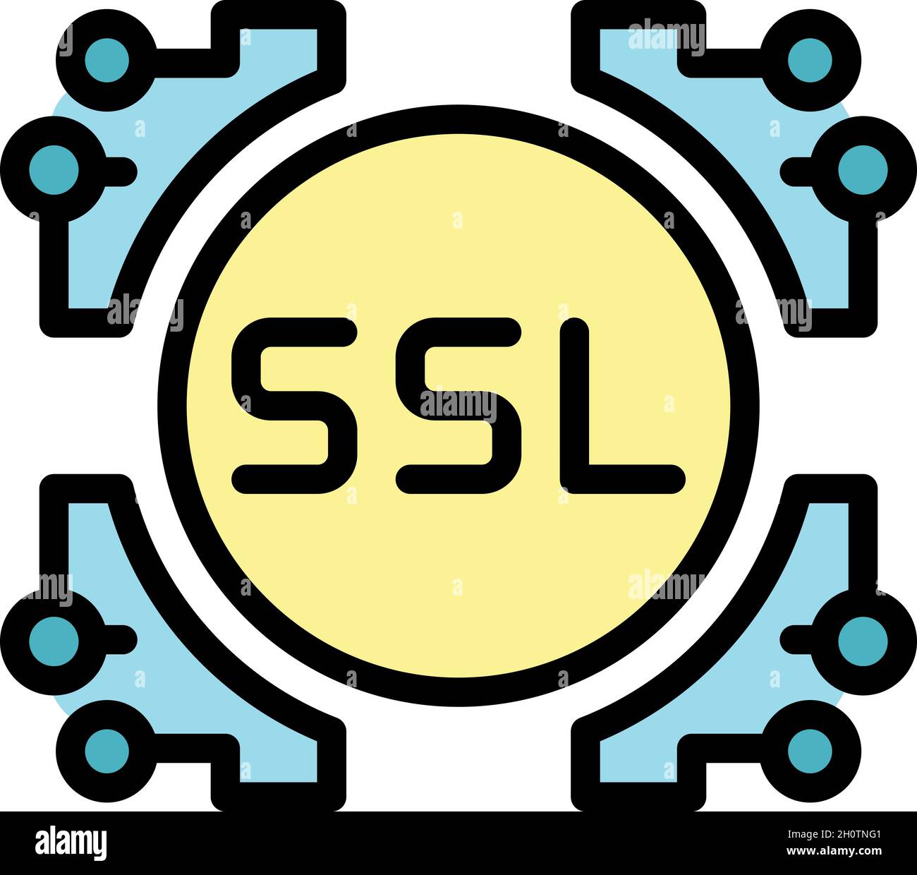 Ssl system icon. Outline ssl system vector icon color flat isolated ...