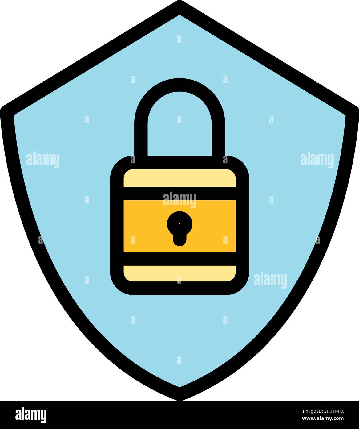 Shield cipher icon. Outline shield cipher vector icon color flat ...