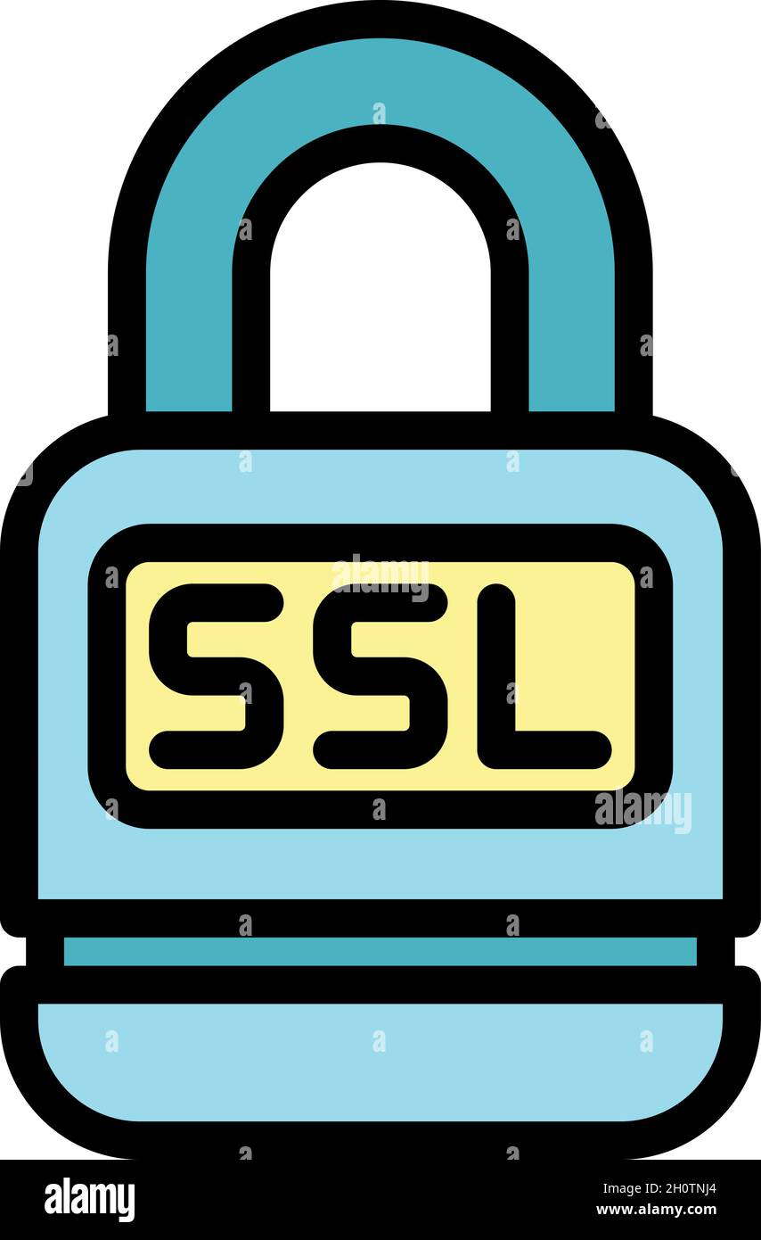 Lock ssl icon. Outline lock ssl vector icon color flat isolated Stock ...
