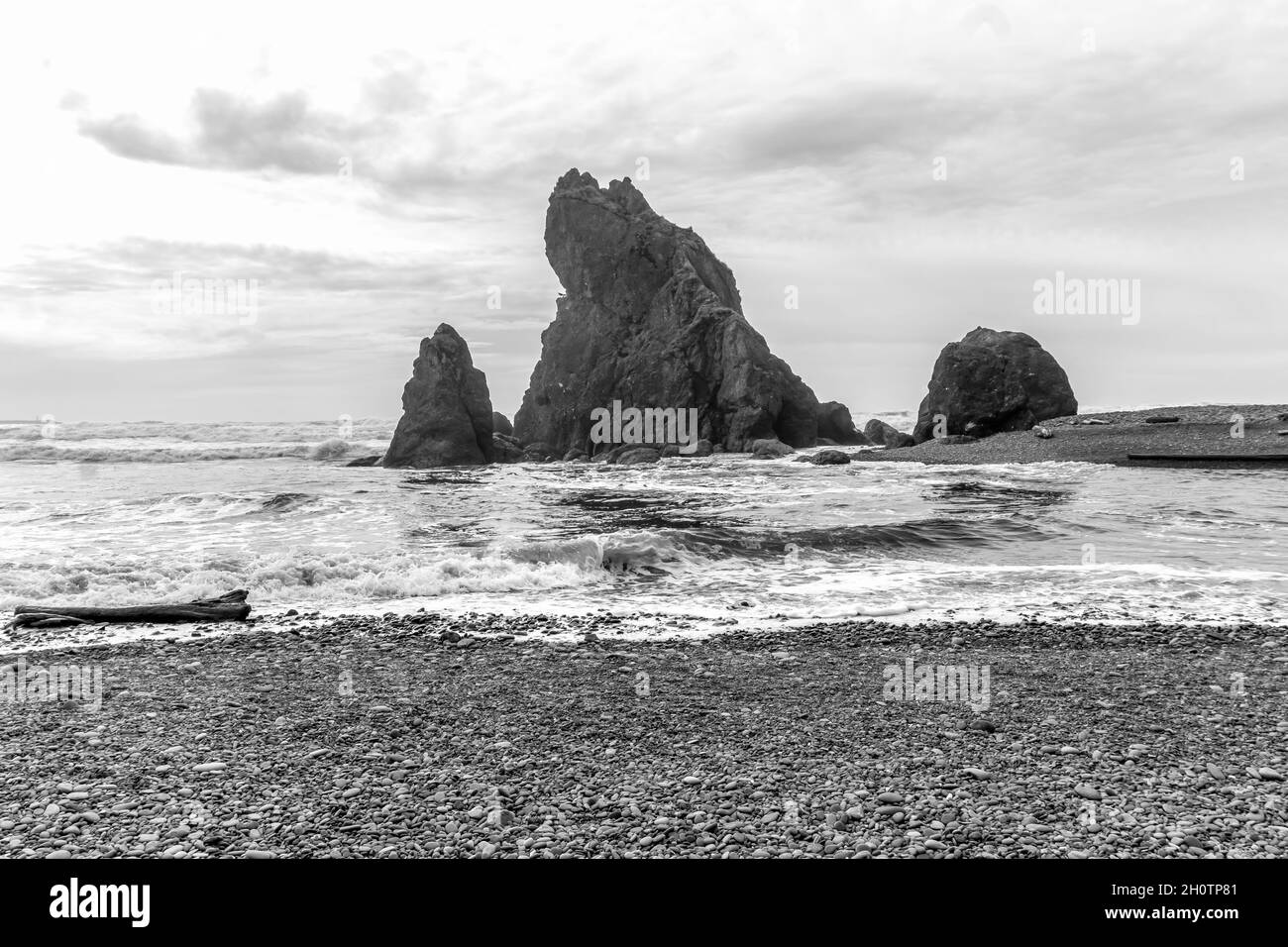 A natural rock monolith at Ruby Beach in Washington State Stock Photo ...