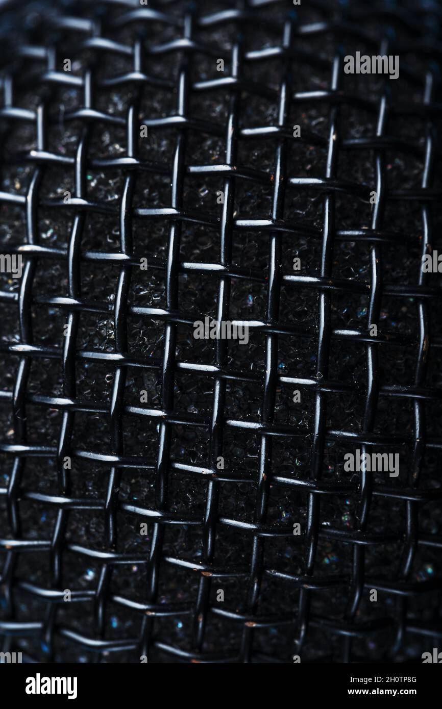 Microphone grille in full screen close-up. Low key Macro Stock Photo ...