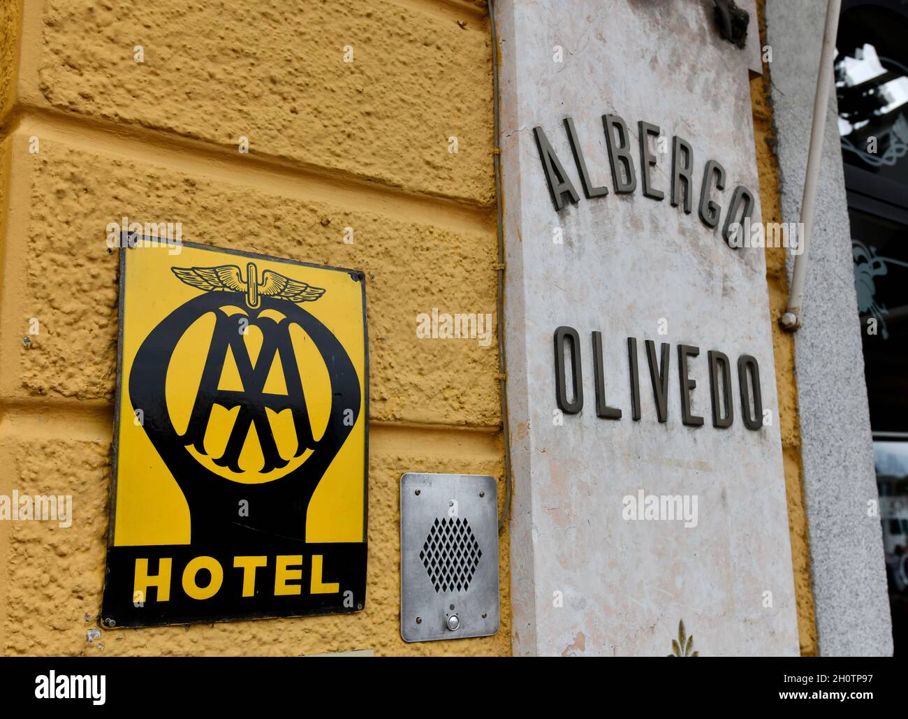 AA Automobile Association badge sign on hotel Varenna, Lake Como, Italy ...