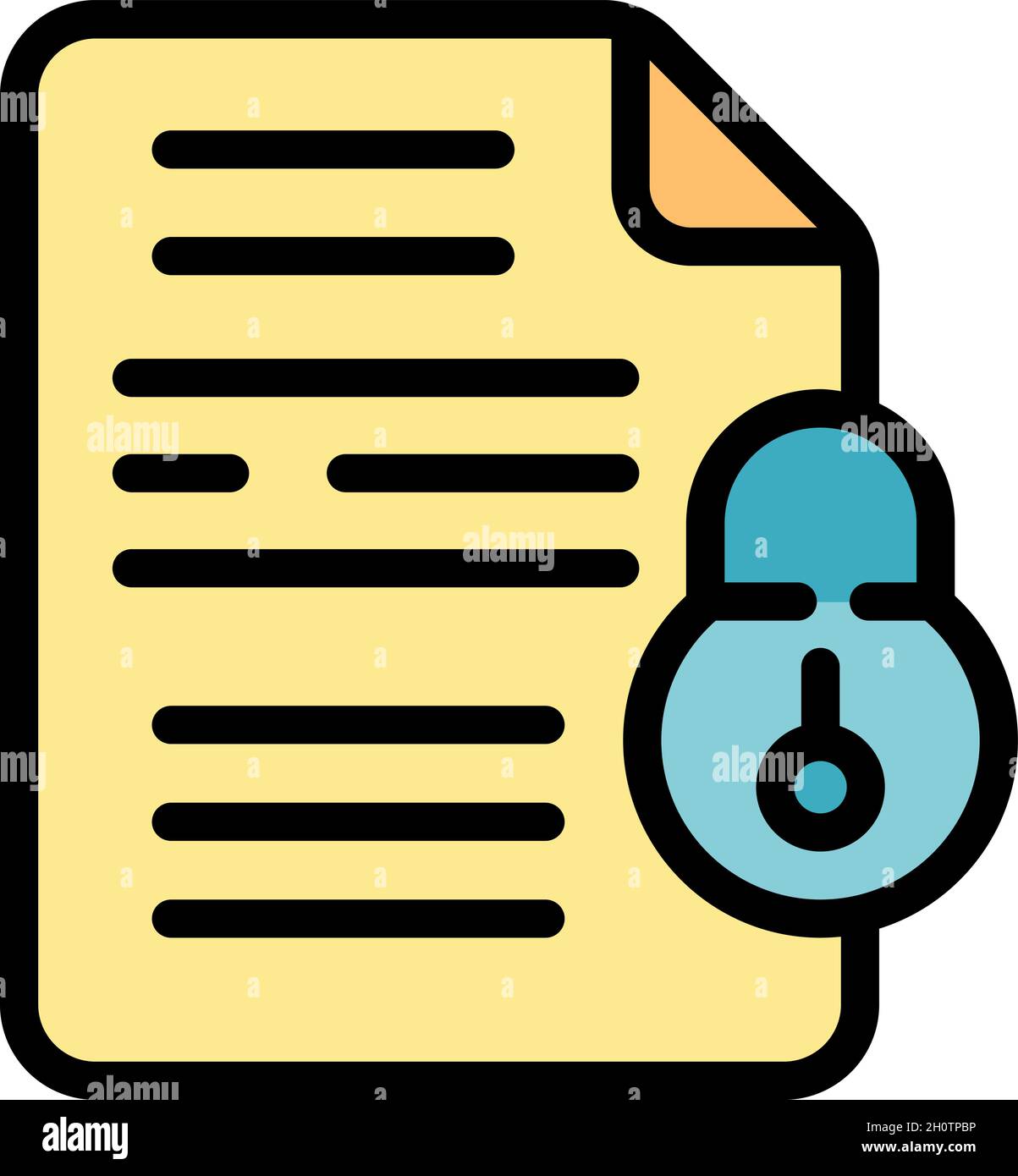 Locked document icon. Outline locked document vector icon color flat ...