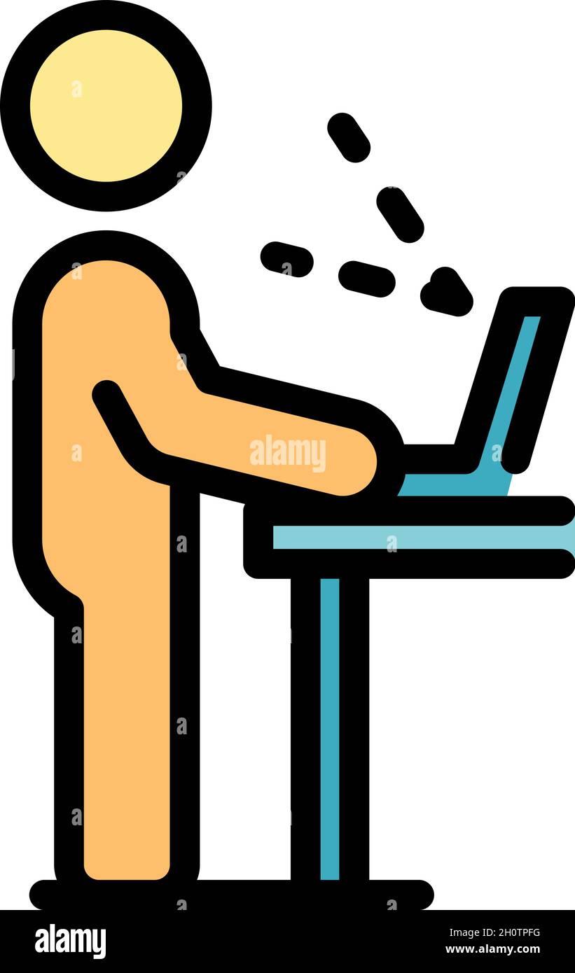 Standing ergonomic position icon. Outline standing ergonomic position ...