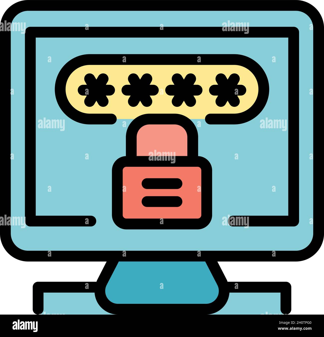 Active password icon. Outline active password vector icon color flat ...