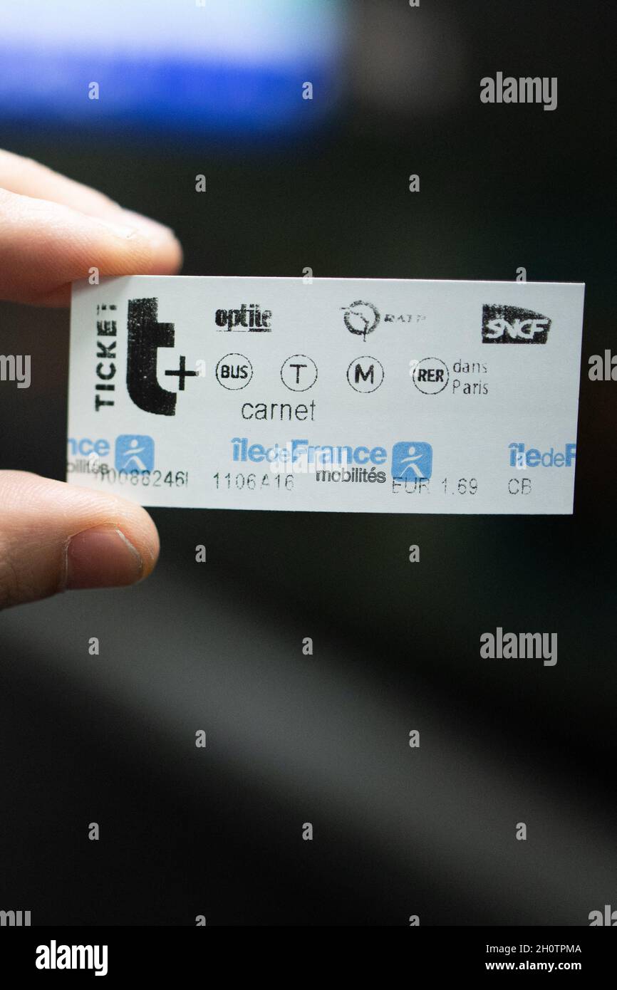 Illustration of metro tickets, in Paris, France on October 14, 2021. As ...