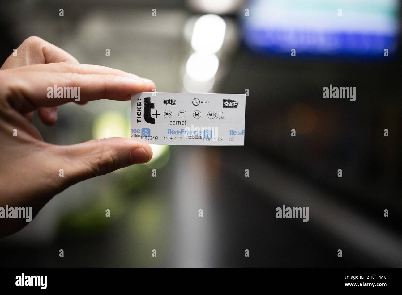 Illustration of metro tickets, in Paris, France on October 14, 2021. As ...