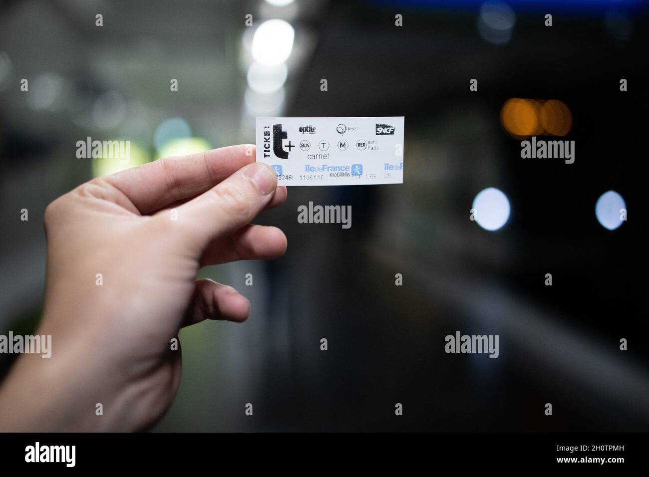 Illustration of metro tickets, in Paris, France on October 14, 2021. As ...