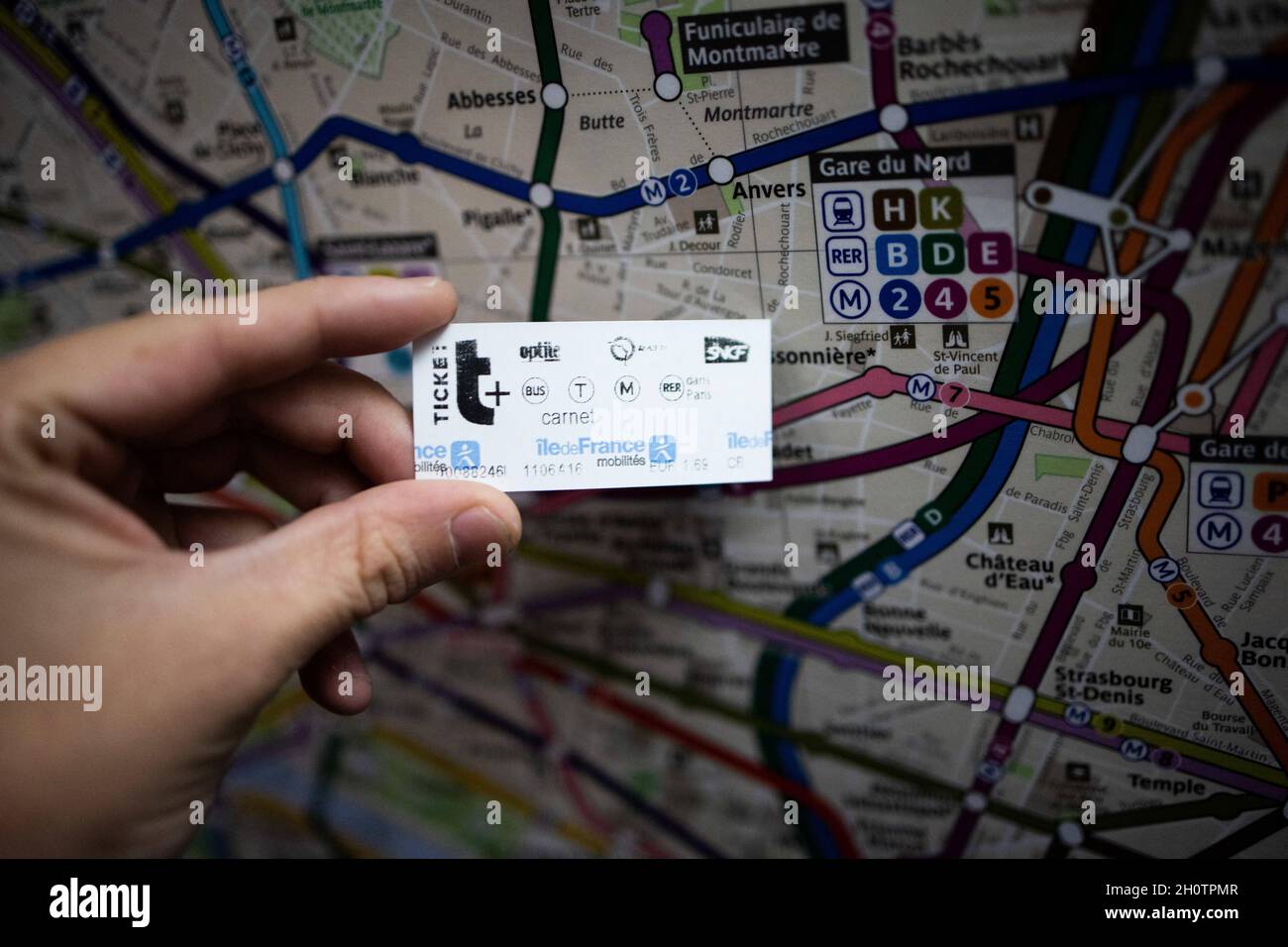 Illustration of metro tickets, in Paris, France on October 14, 2021. As ...