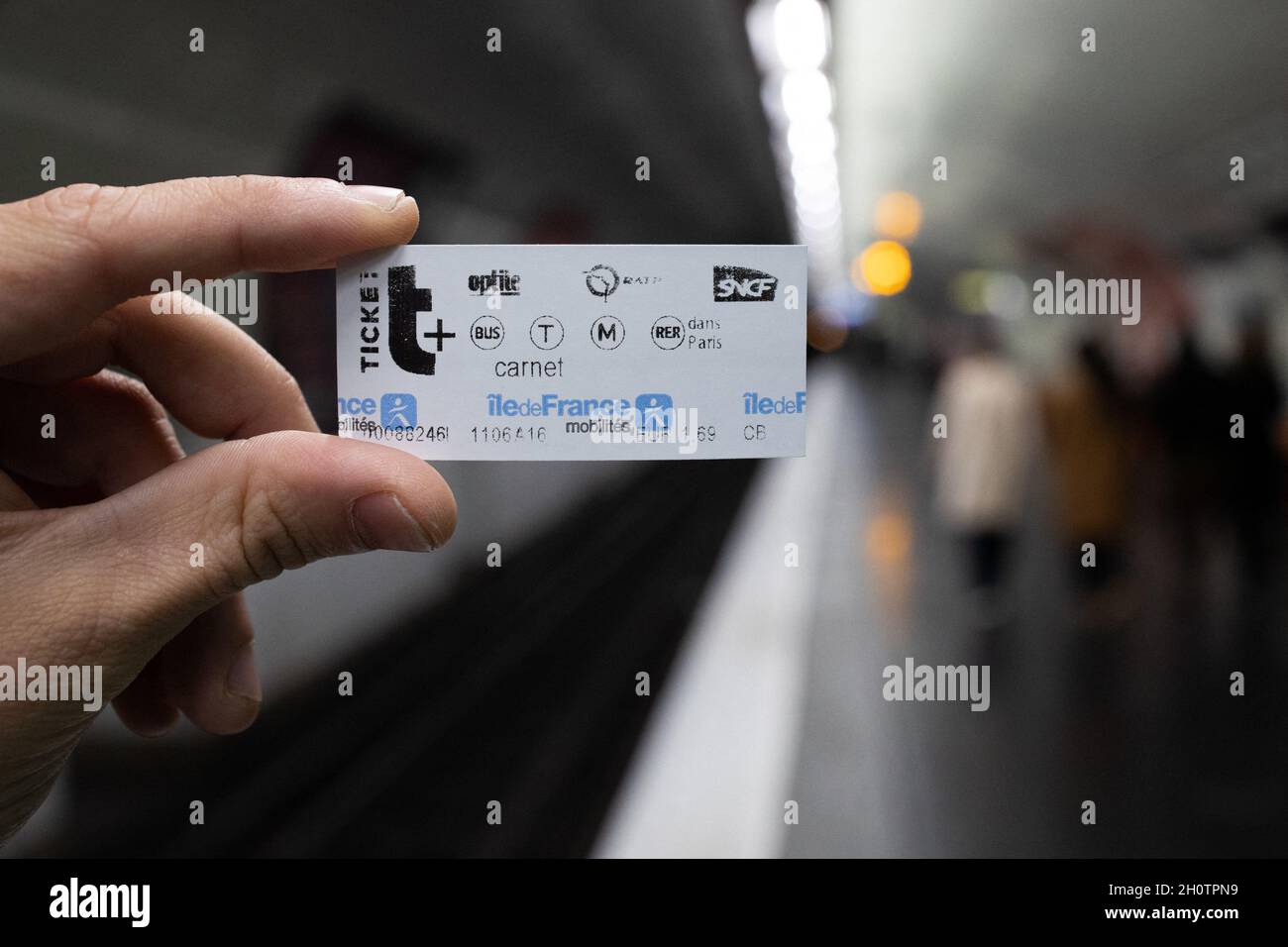 Illustration of metro tickets, in Paris, France on October 14, 2021. As ...