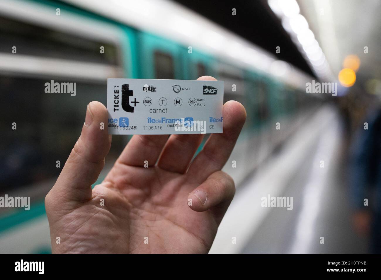 Illustration of metro tickets, in Paris, France on October 14, 2021. As ...