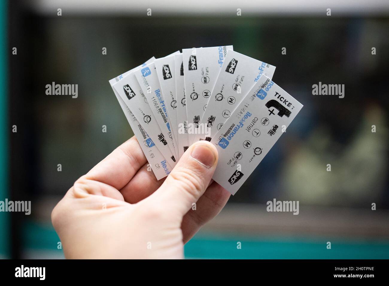 Illustration of metro tickets, in Paris, France on October 14, 2021. As ...