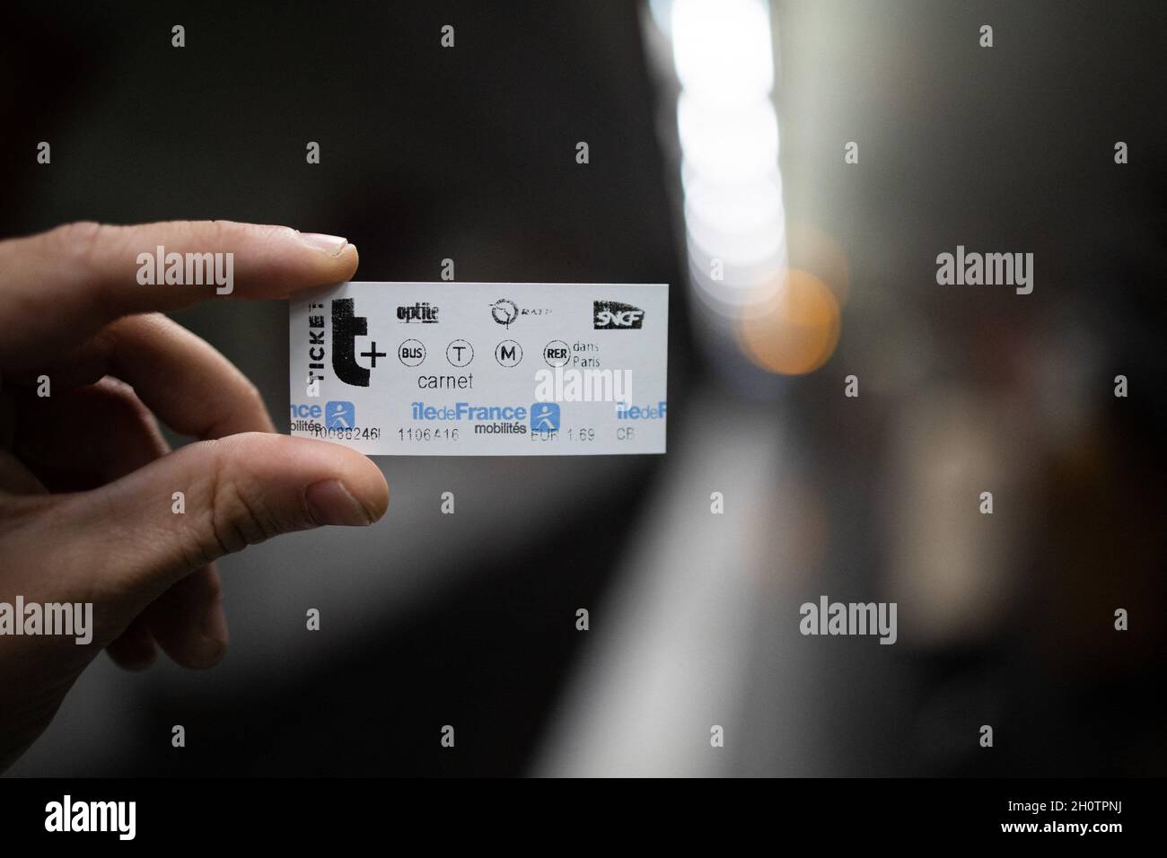 Illustration of metro tickets, in Paris, France on October 14, 2021. As ...