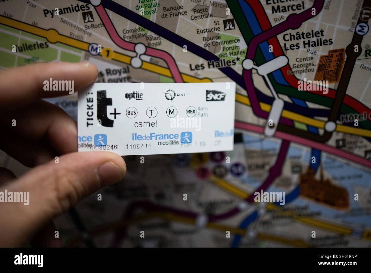 Illustration of metro tickets, in Paris, France on October 14, 2021. As ...