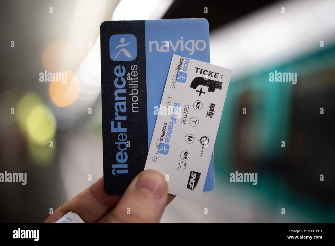 Illustration of metro tickets and a Navigo pass, in Paris, France on ...