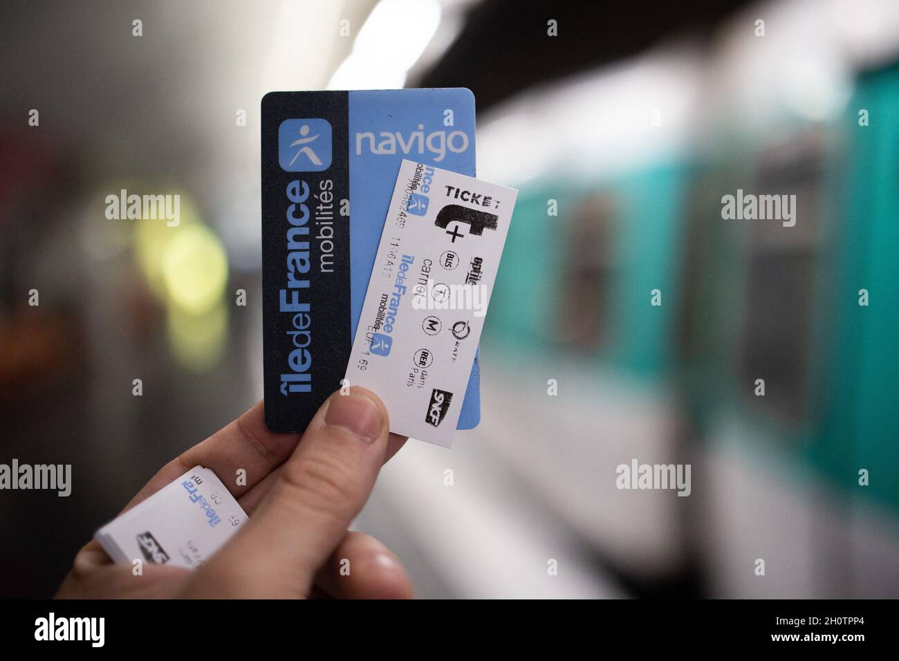 Illustration of metro tickets and a Navigo pass, in Paris, France on ...