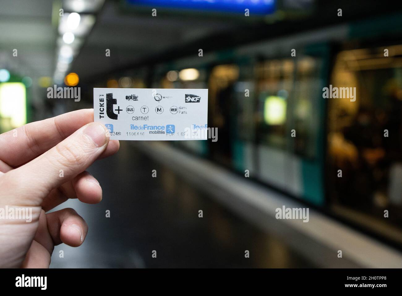 Illustration of metro tickets, in Paris, France on October 14, 2021. As ...