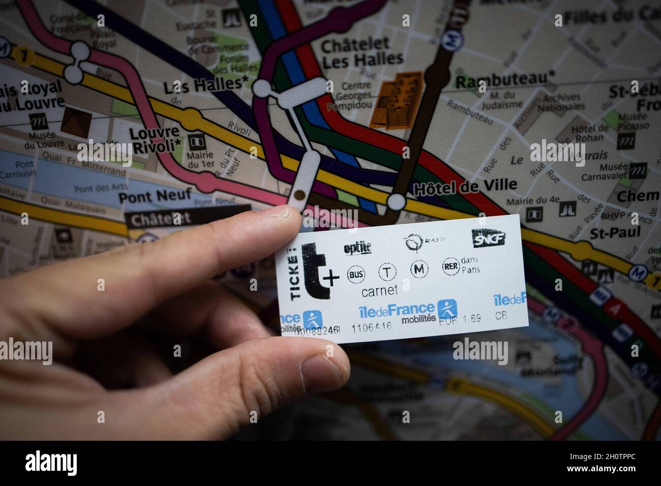 Illustration of metro tickets, in Paris, France on October 14, 2021. As ...