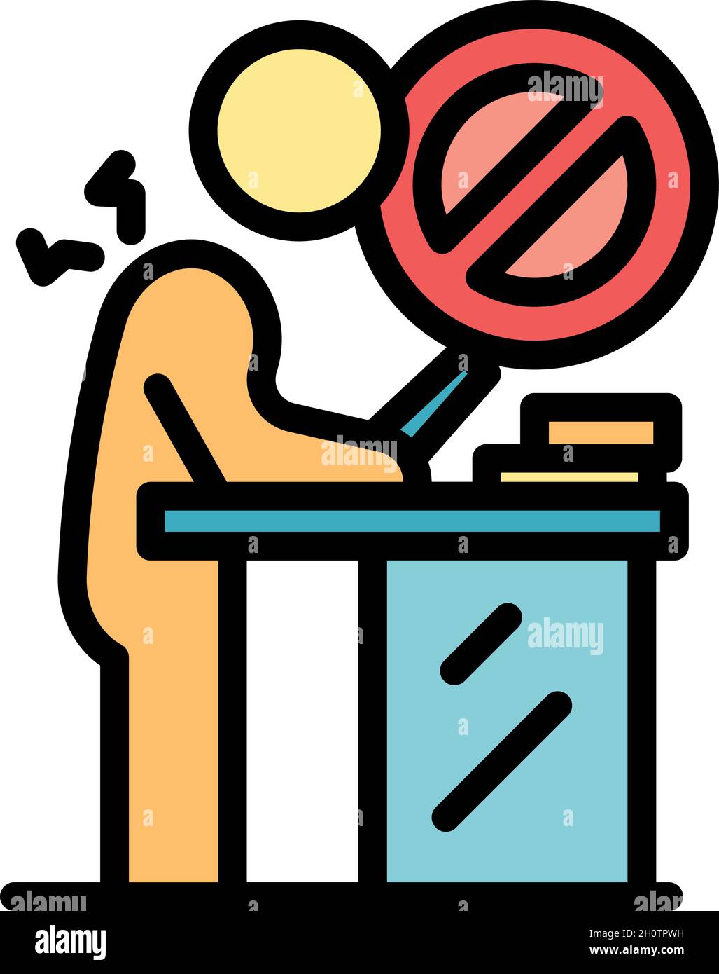 Wrong working position icon. Outline wrong working position vector icon ...