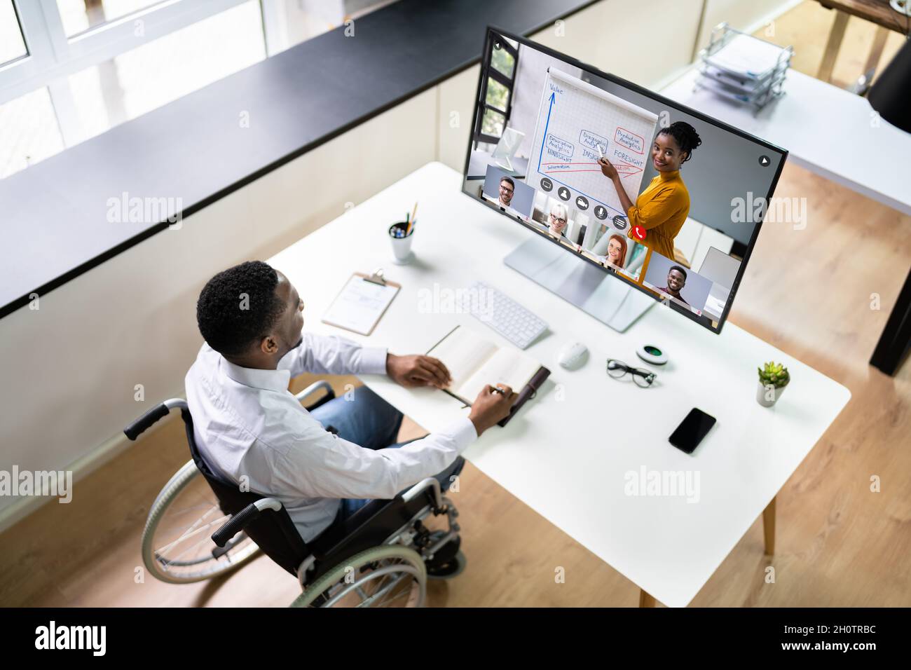 Virtual Online Training Conference. Meet Learning Coach Stock Photo - Alamy