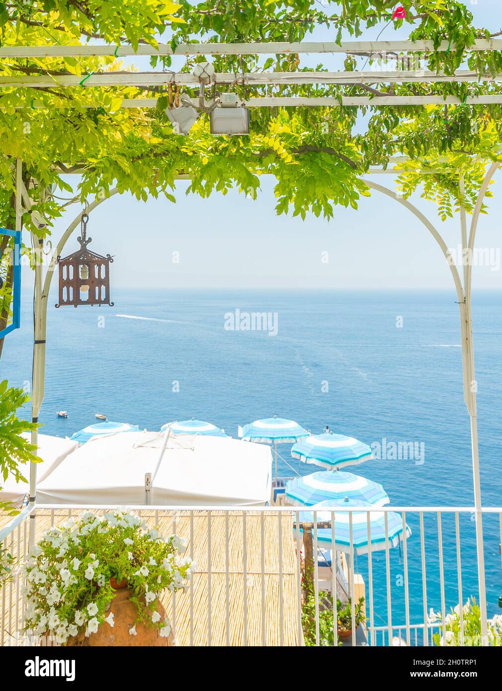 Arbor by the sea in world famous Positano. Amalfi coast, Italy Stock ...
