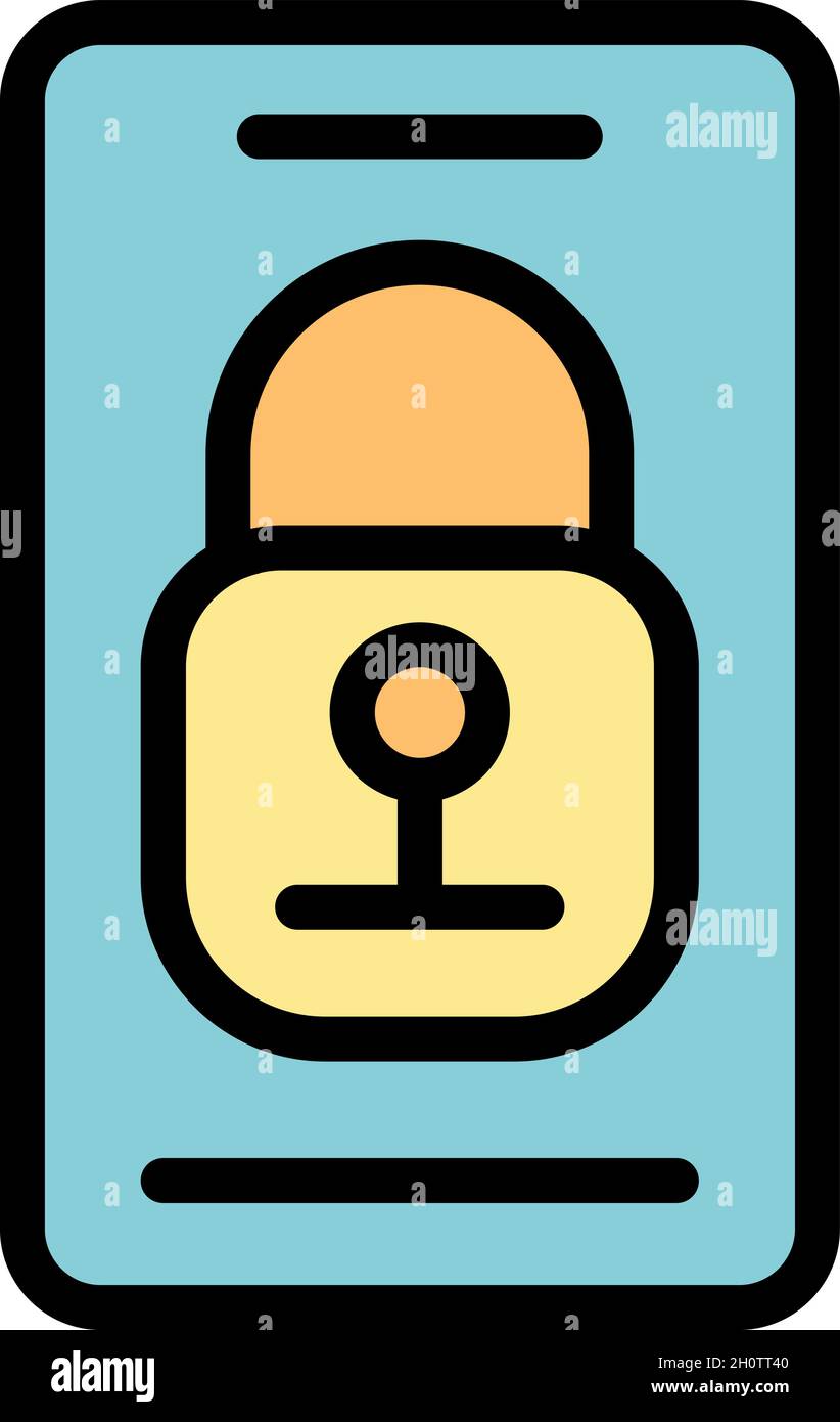 Locked gadget icon. Outline locked gadget vector icon color flat ...