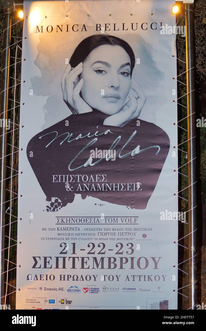 ATHENS, GREECE - Sep 21, 2021: Monica Bellucci, The advertising poster ...