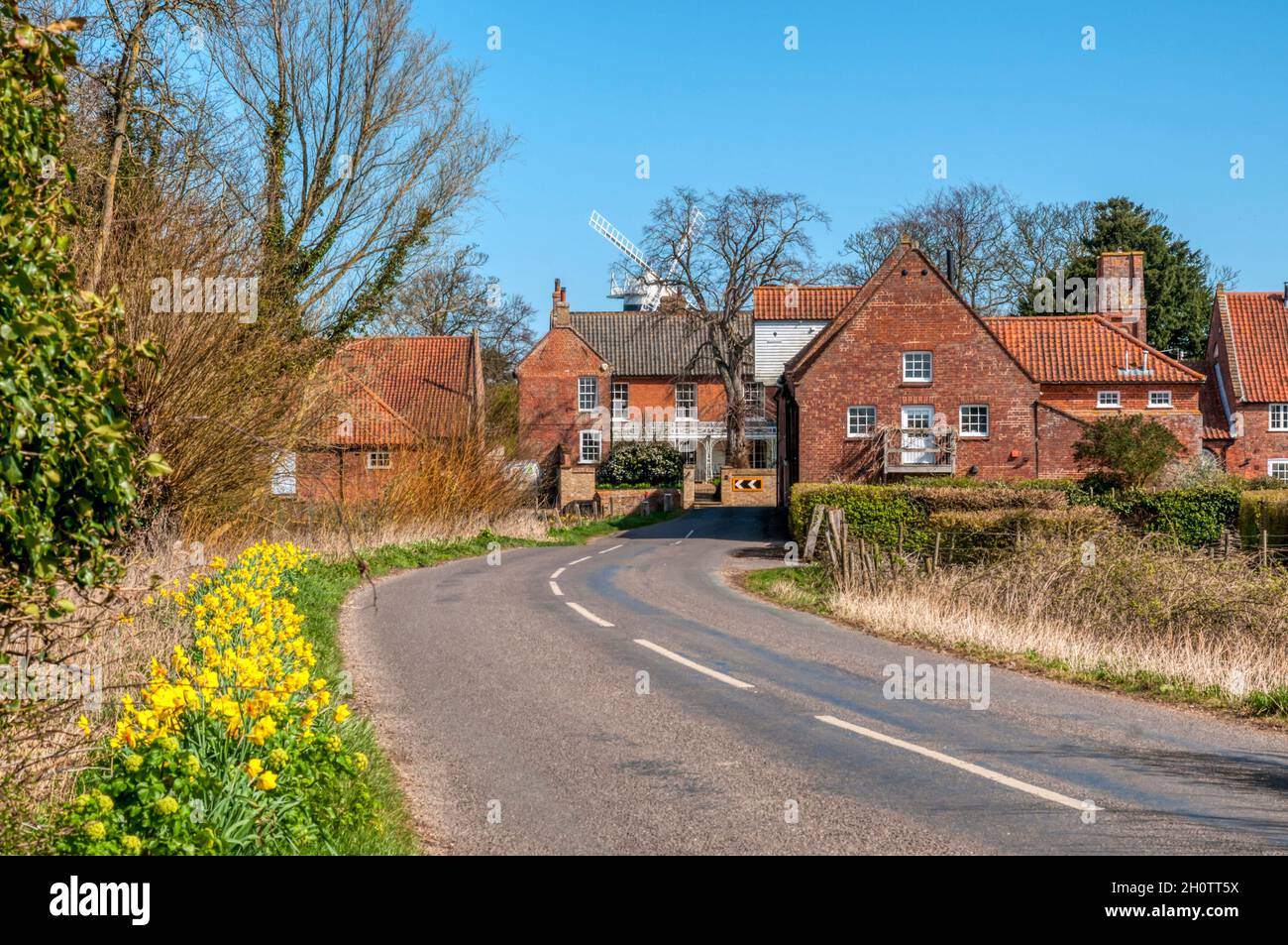 A149 road travelling east along the North Norfolk coast approaching a ...