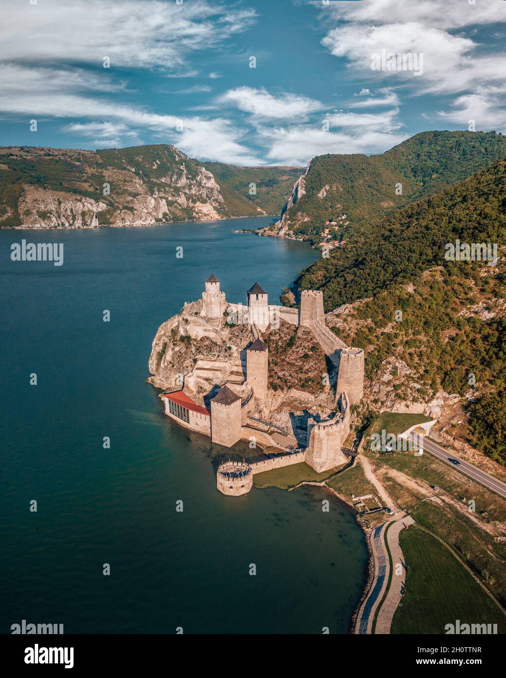 Drone view beautiful golubac fortress hi-res stock photography and ...