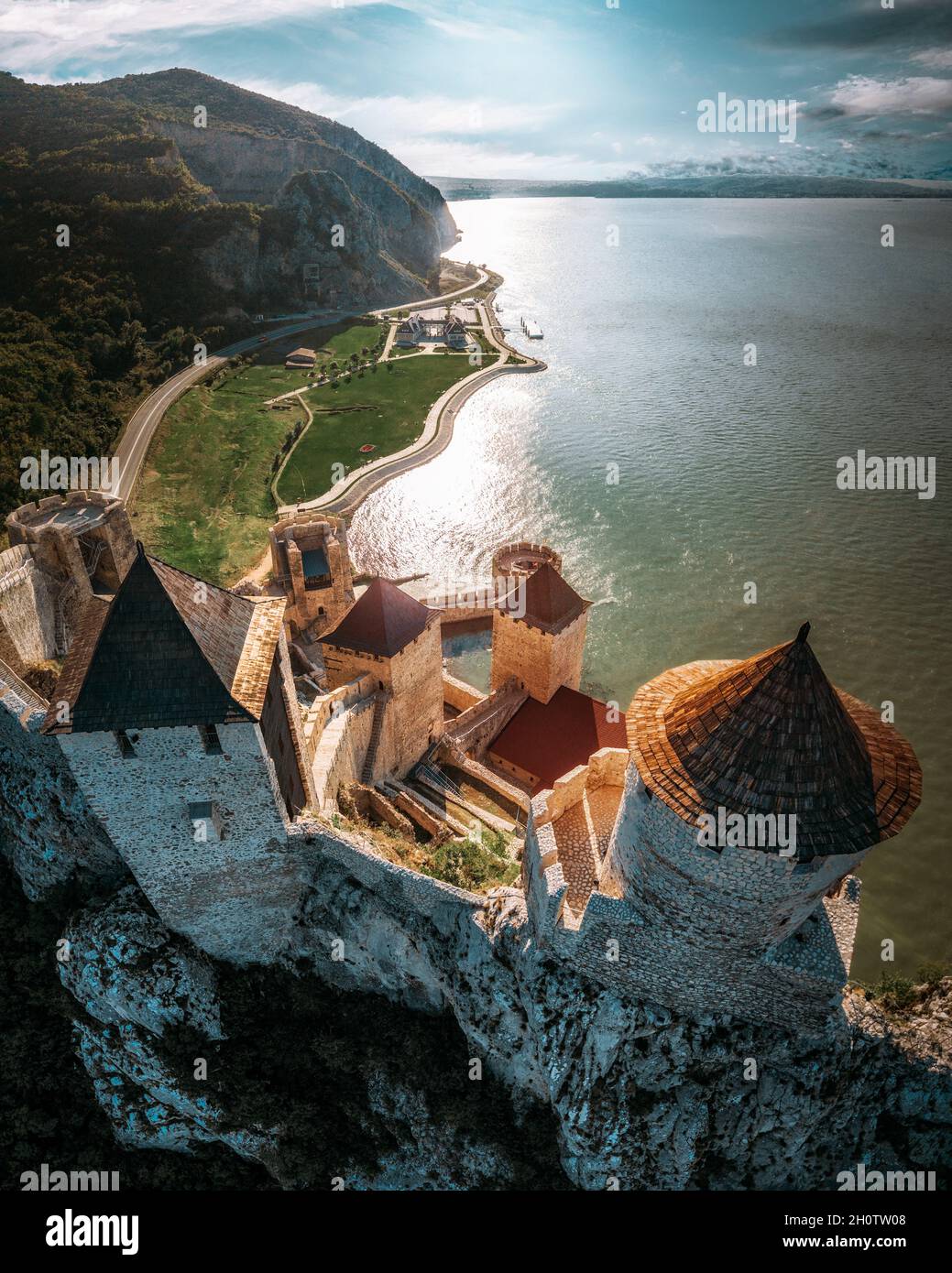 Aerial view of Golubac fortress and Danube river Stock Photo - Alamy