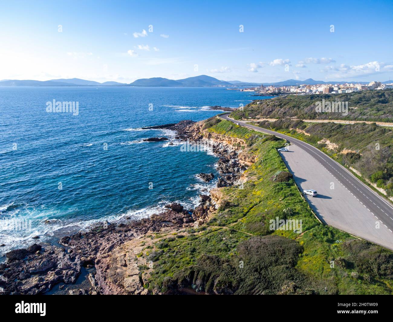Aerial view of a coastal road in Sardinia, Italy Stock Photo - Alamy