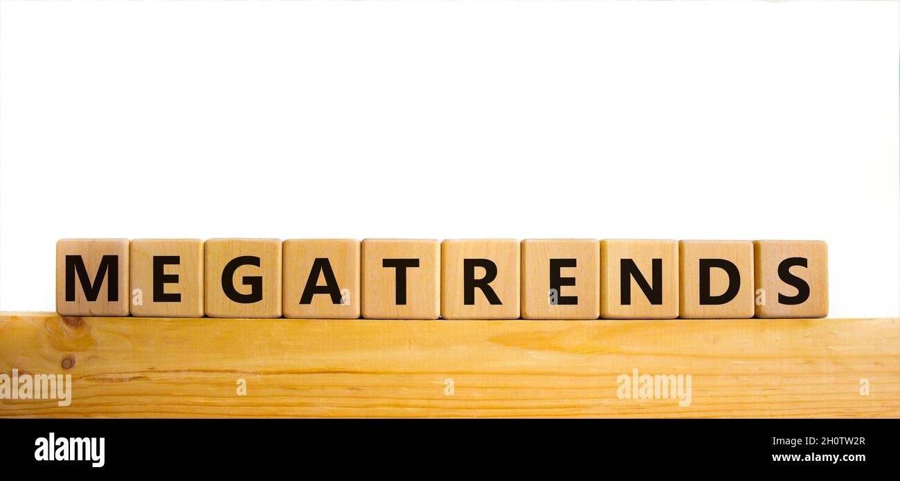 Megatrends symbol. The word megatrends on wooden cubes. Beautiful ...