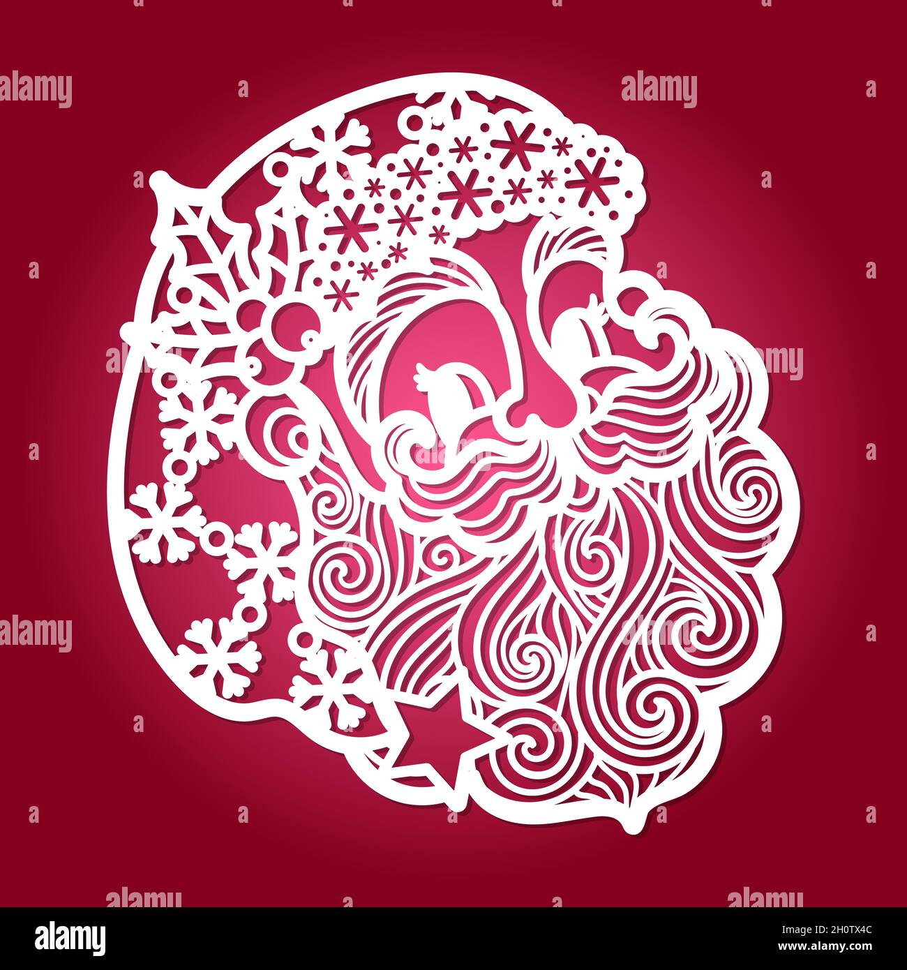 Laser cutting template. Santa Claus head. Vector Stock Vector Image ...